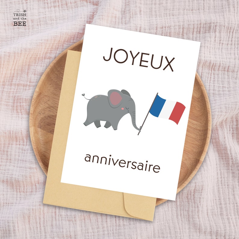 Printable French Birthday Card Joyeux Anniversaire happy Birthday in ...