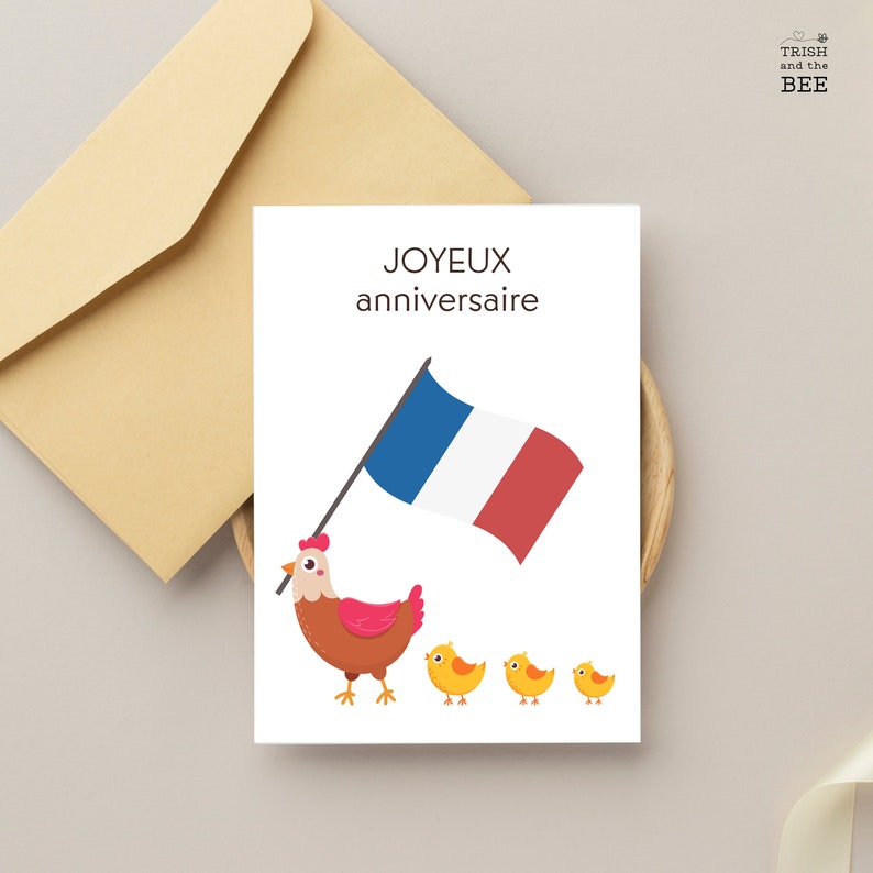 Printable French Birthday Card Joyeux Anniversaire happy Birthday in ...