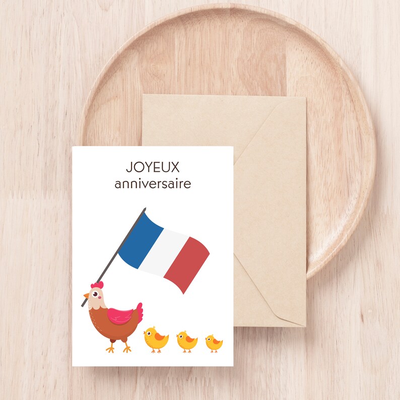 Printable French Birthday Card Joyeux Anniversaire happy Birthday in ...