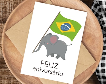 Printable Brazilian Birthday Card - Feliz Aniversário (happy Birthday ...