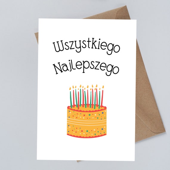 Polish Birthday Card Printable Birthday Card in Polish - Etsy
