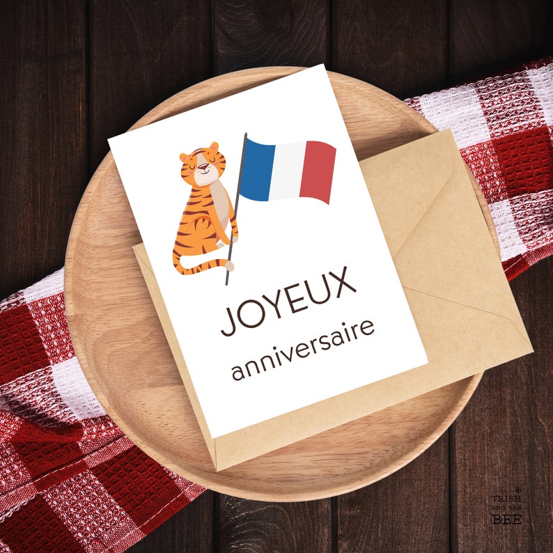 Printable French Birthday Card Joyeux Anniversaire happy Birthday in ...