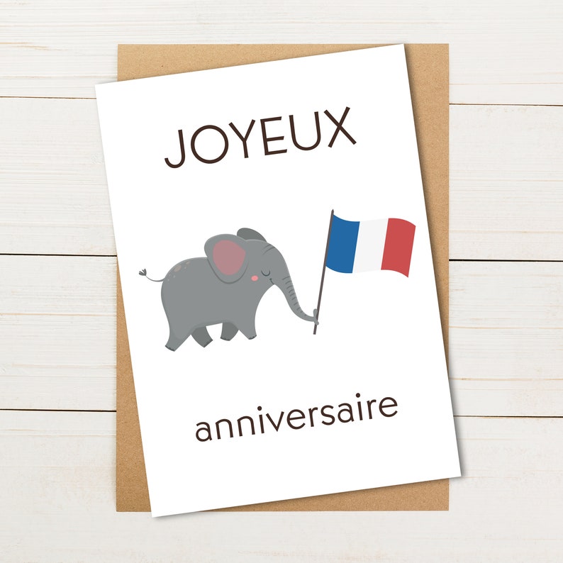 Printable French Birthday Card Joyeux Anniversaire happy Birthday in ...