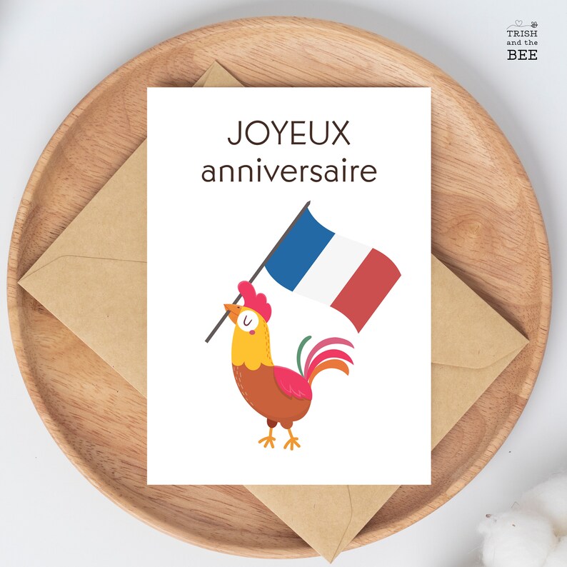 Printable French Birthday Card - Joyeux Anniversaire (happy Birthday in ...