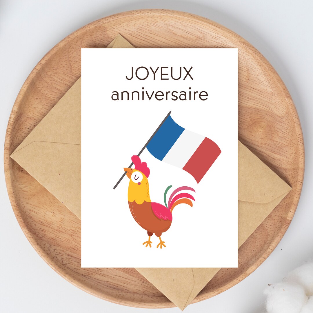 Printable French Birthday Card - Joyeux Anniversaire (happy Birthday in ...