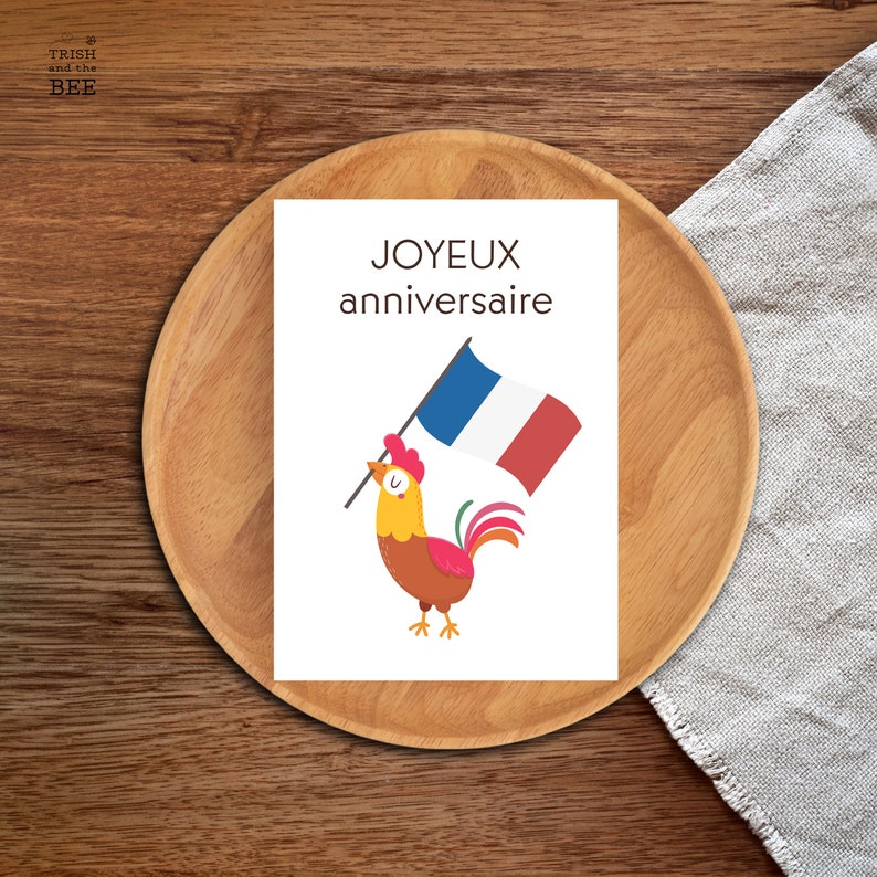 Printable French Birthday Card Joyeux Anniversaire happy Birthday in ...