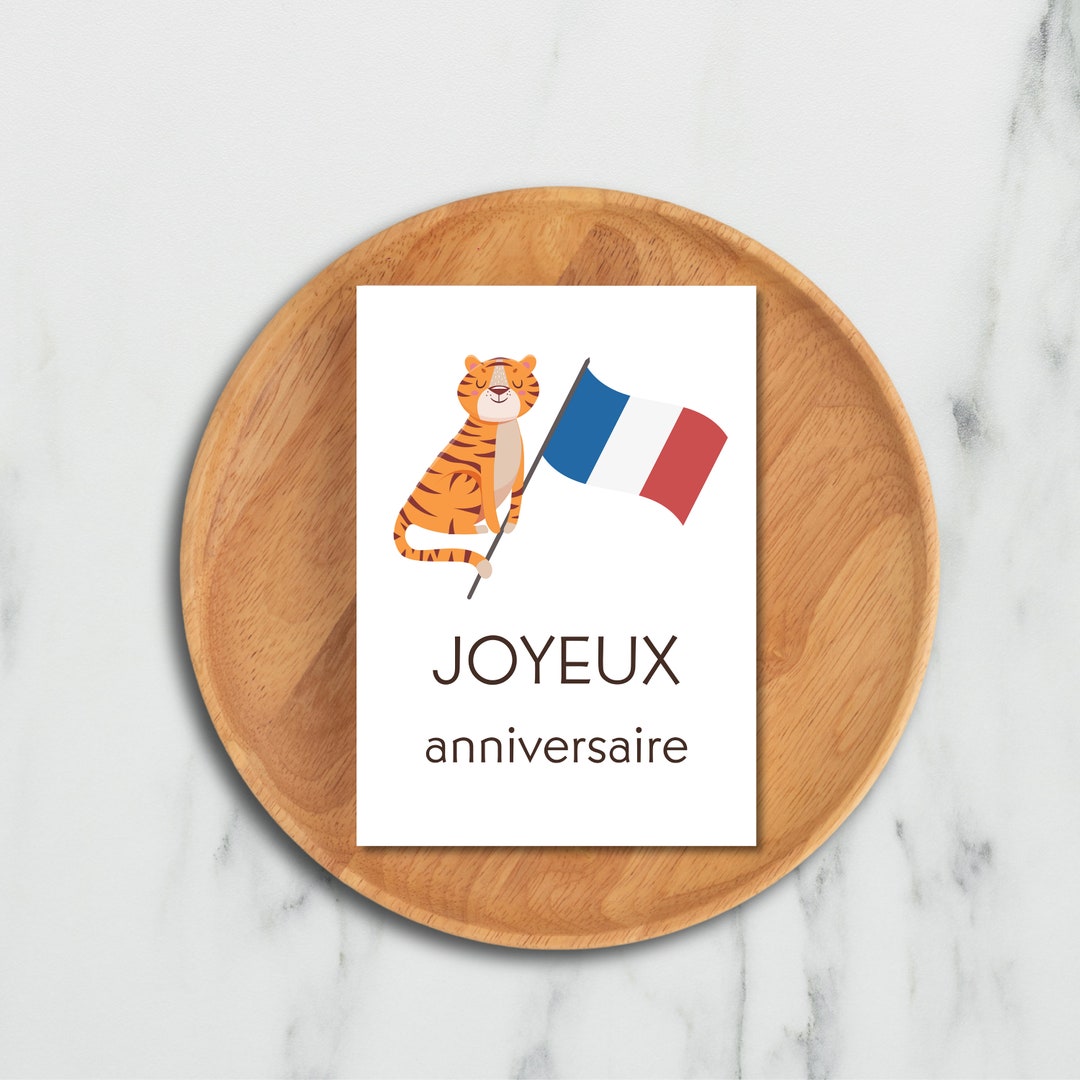 Printable French Birthday Card Joyeux Anniversaire happy Birthday in ...