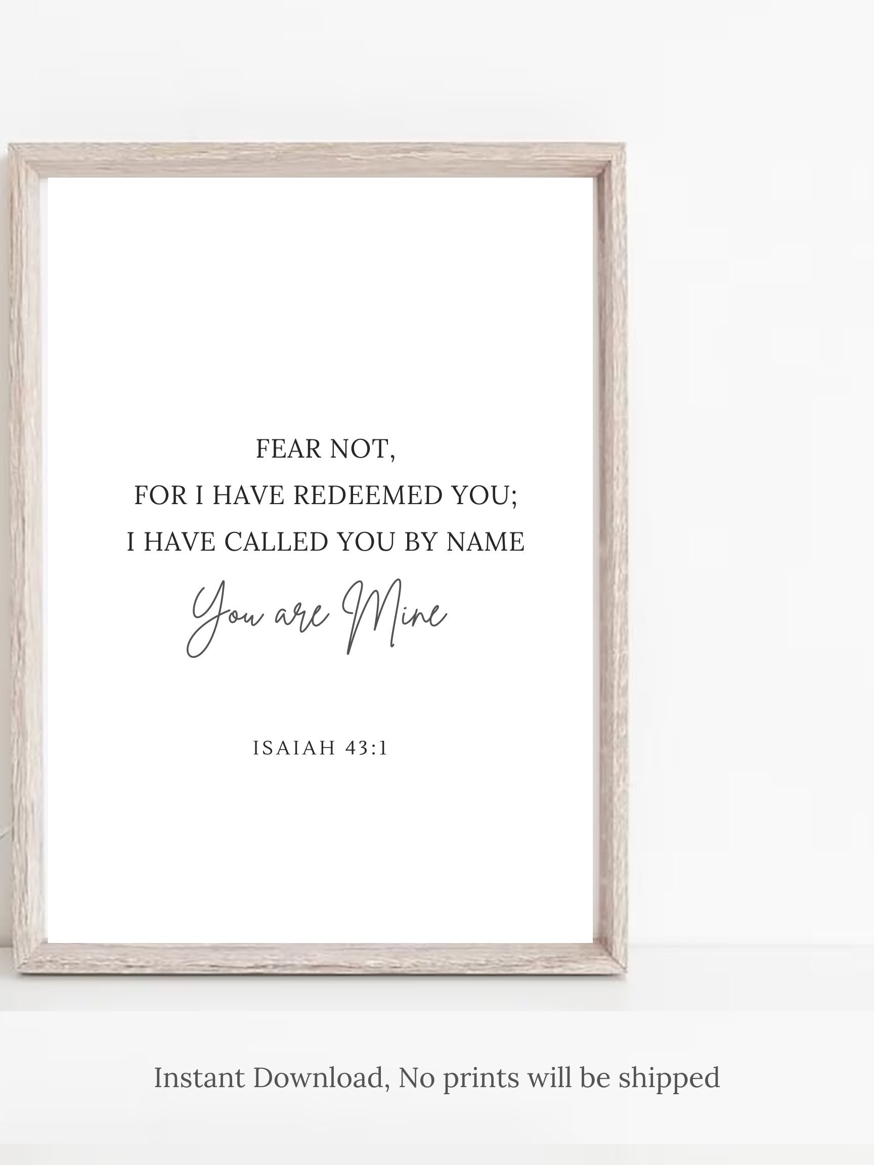 Bible Verse Isaiah 43:1 Fear Not, Digital Print, Wall Art, Christian ...