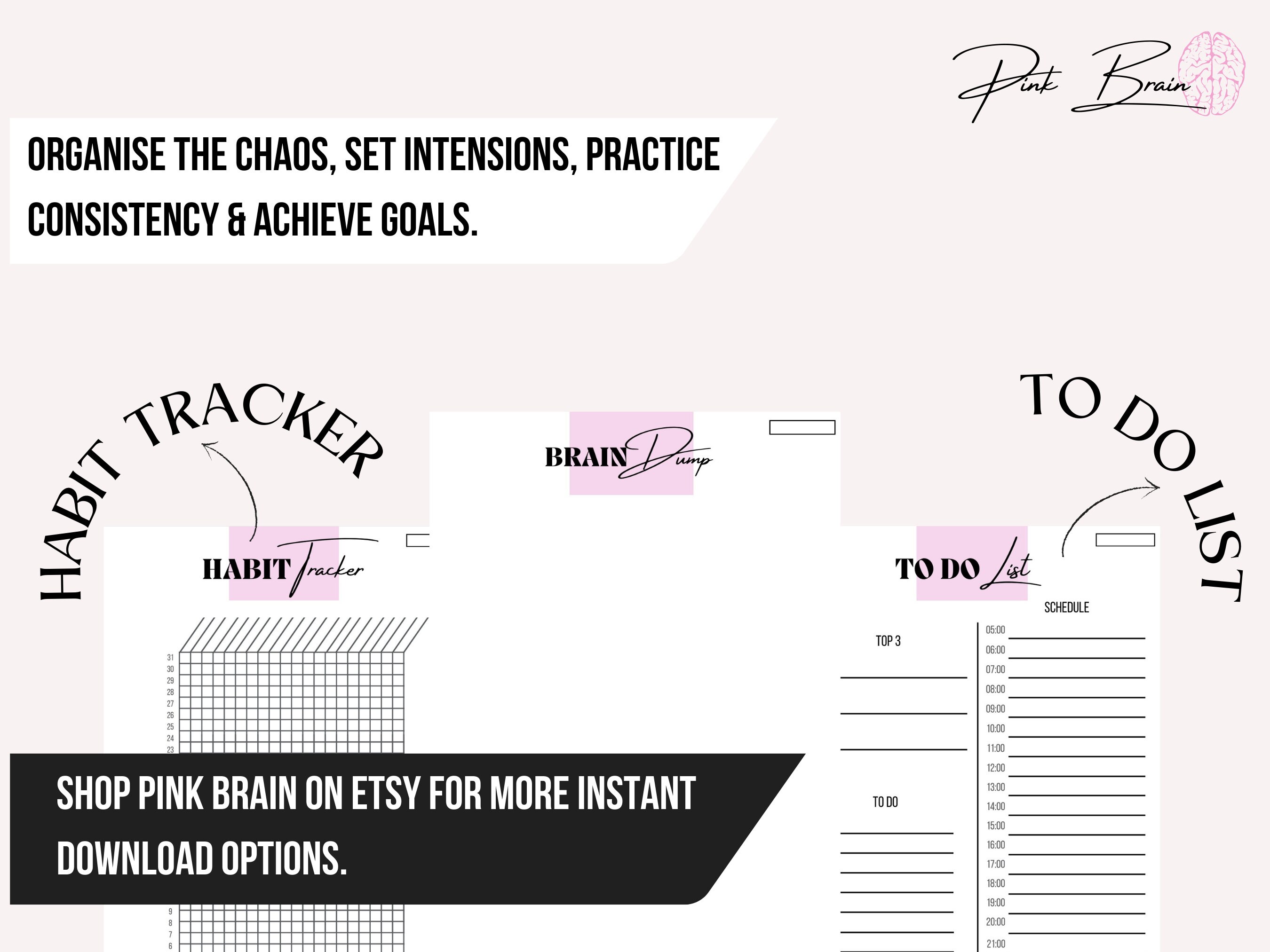 Printable, Digital, Mindfulness Template, Brain Dump, PDF Instant ...