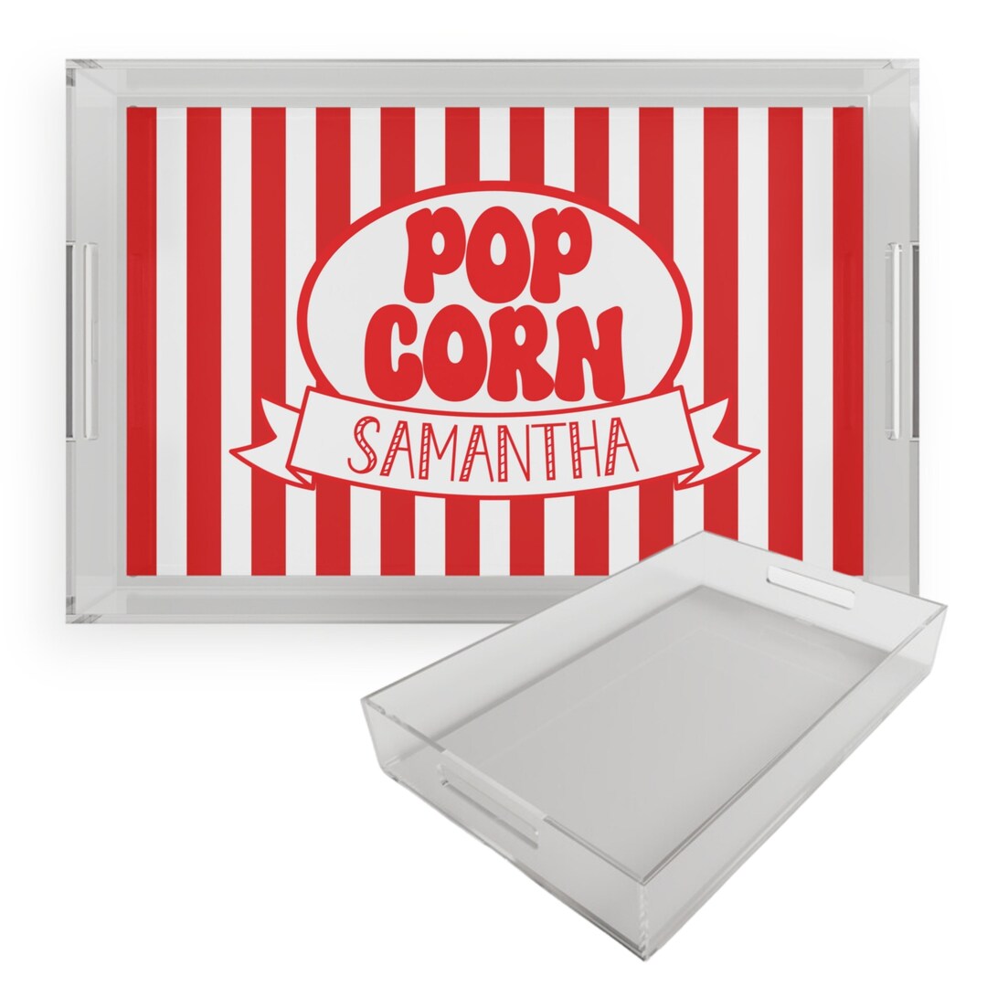 Personalized Popcorn Bowl, Popcorn Bucket, Acrylic Popcorn Tray ...