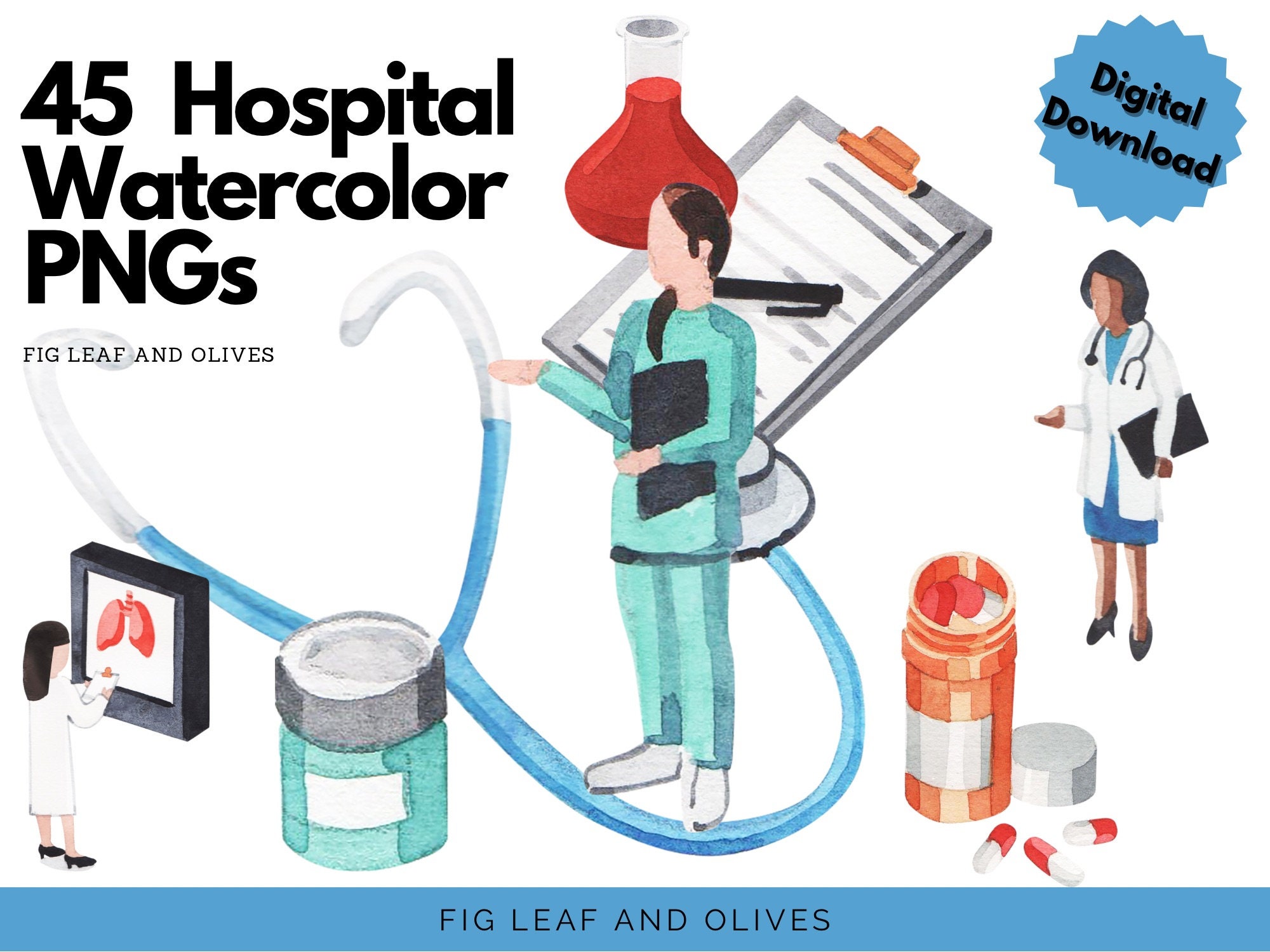 Digital Stickers PNG, Hospital Clipart, Healthcare Stickers, Cricut ...