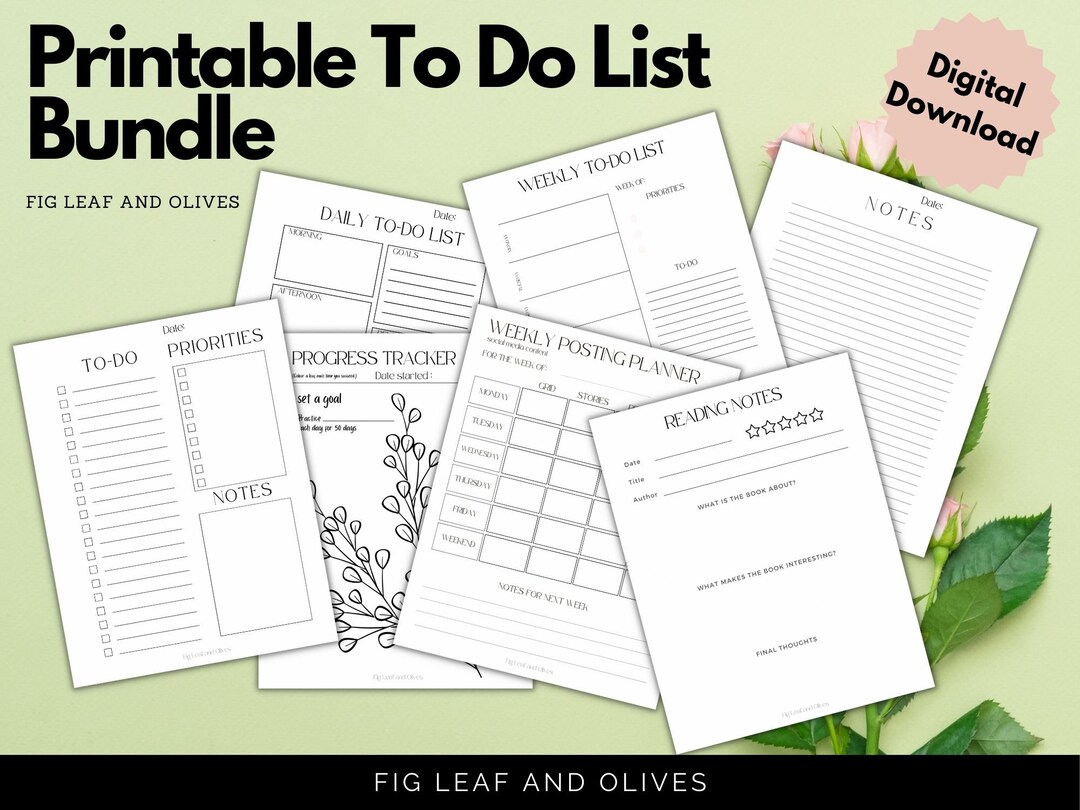 To-do List Bundle, Printable, Task List, PDF Planner, Checklist, Social ...
