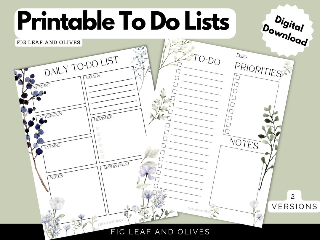 To-do List, Wildflowers, Printable List, Checklist, PDF Fillable, Daily ...
