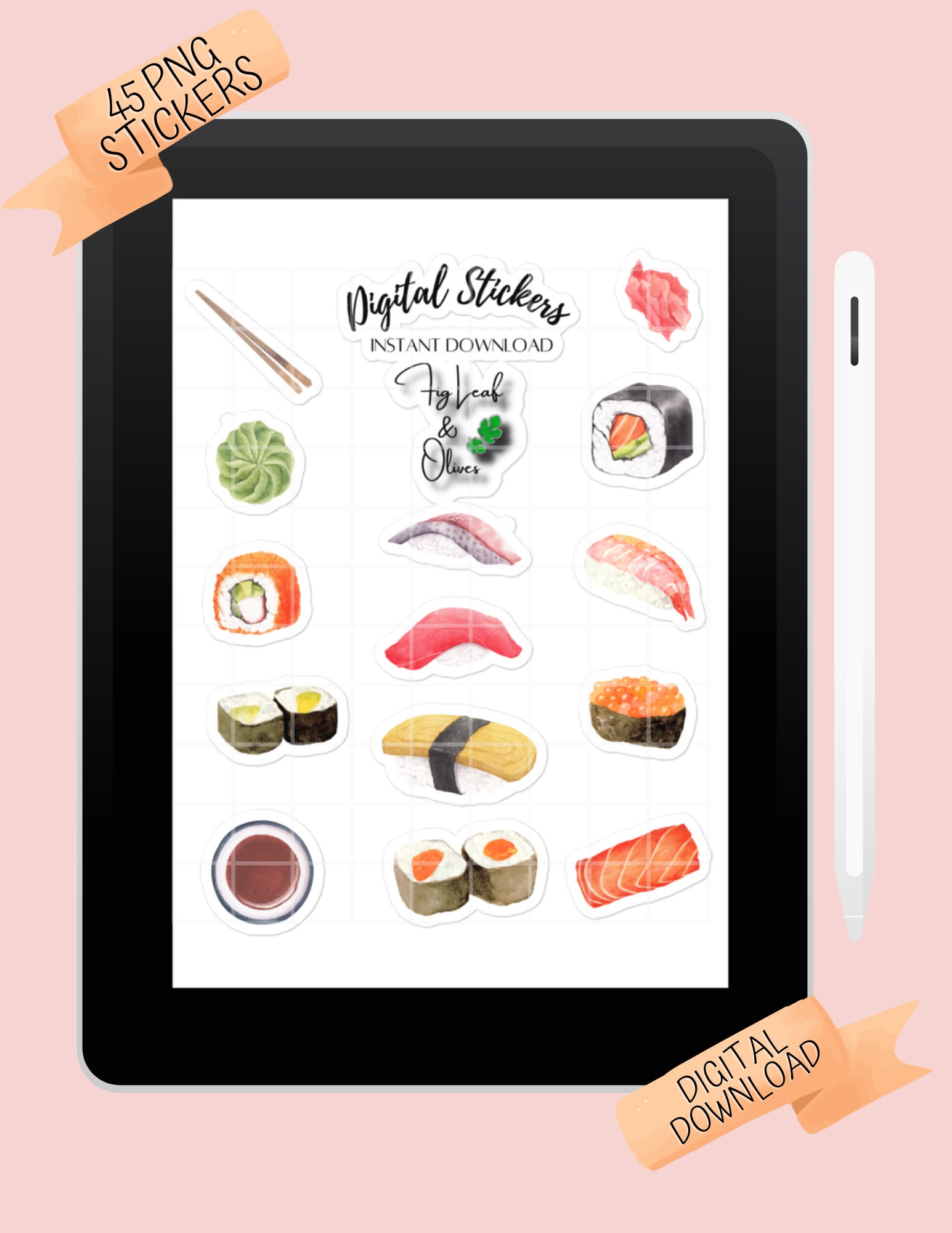Sushi Digital Stickers|png | Pre-cropped | Clip Art | Goodnotes ...