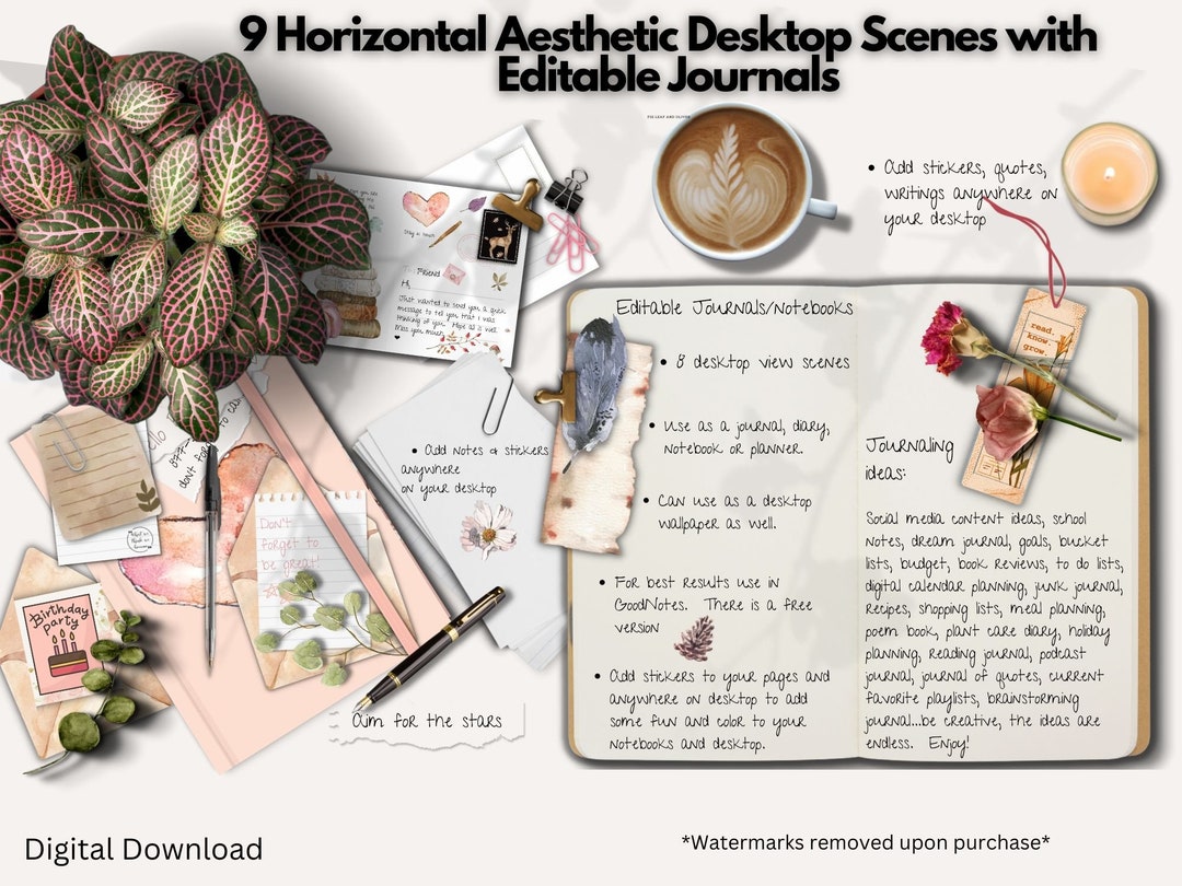 Digital Journal, Horizontal Aesthetic Desk Top View Scenes, Digital ...