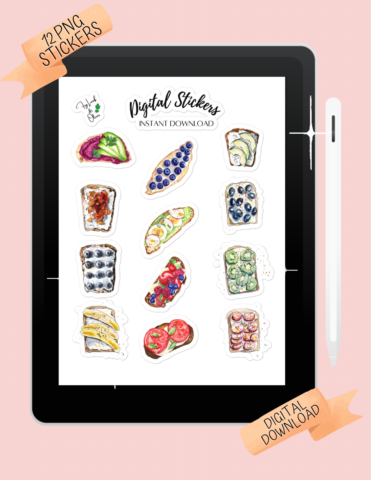 Fancy Toast PNG Digital Stickers - Etsy