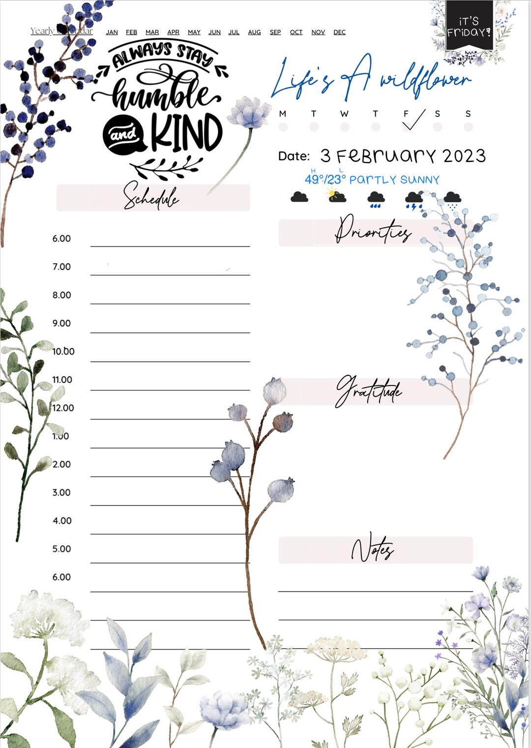 Wildflower Digital Stickers, Wildflower Clipart, Digital Planner ...