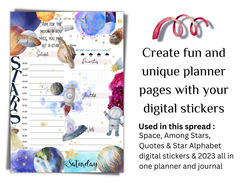 Space Digital Stickers PNG, Outer Space Clipart, Astronaut Clipart ...
