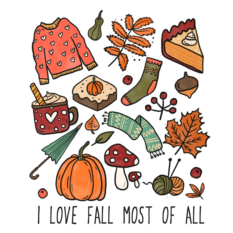 Autumn Vibes Digital PNG Stickers, Pre-cropped, Clipart, Digital ...