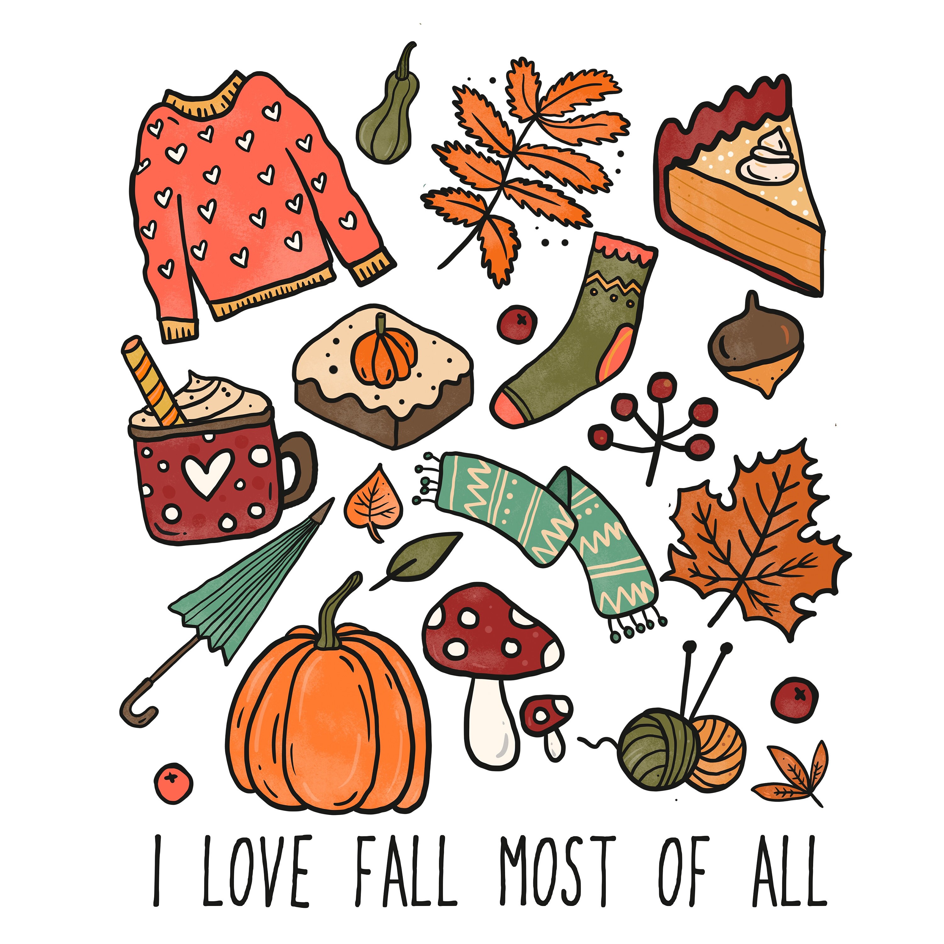 Autumn Vibes Digital PNG Stickers, Pre-cropped, Clipart, Digital ...