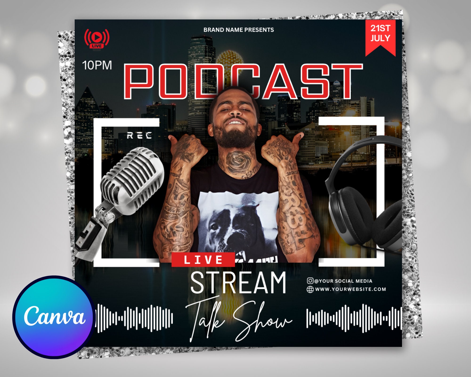 Podcast Flyer Design, Editable Podcast Template, Talkshow Flyer ...