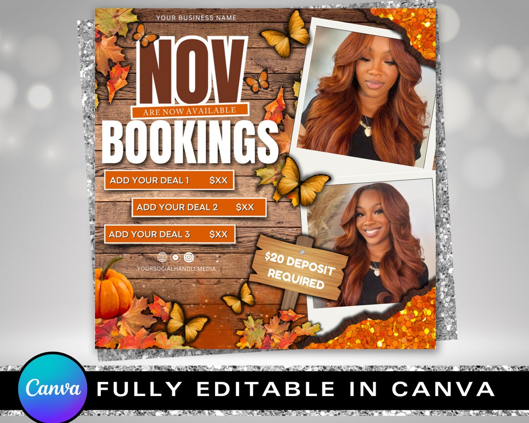 November Booking Flyer, November Bookings, Fall Booking Flyer ...