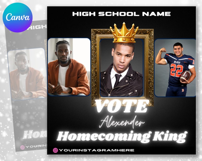 Vote Homecoming KING , Social Media Flyer, Class Campaign Flyer, High ...