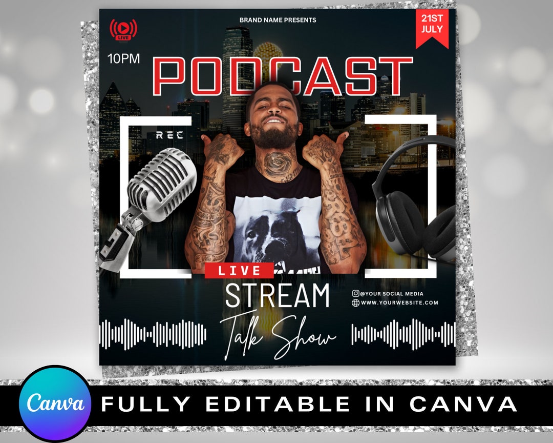 Podcast Flyer Design, Editable Podcast Template, Talkshow Flyer ...