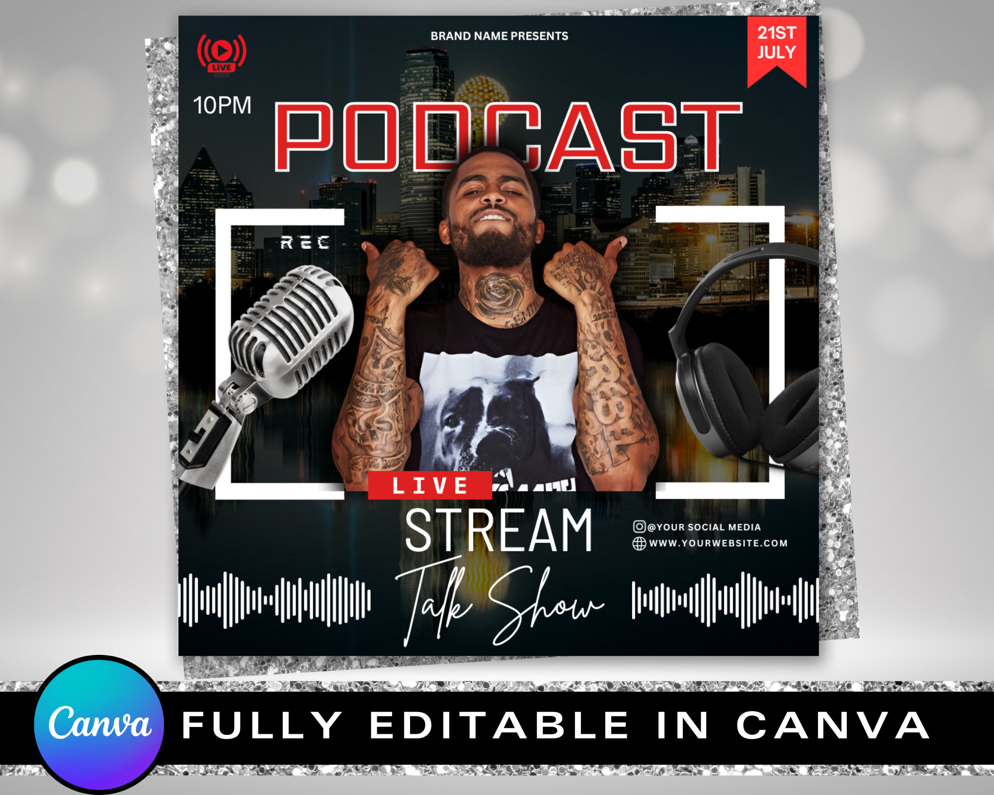 Podcast Flyer Design, Editable Podcast Template, Talkshow Flyer ...