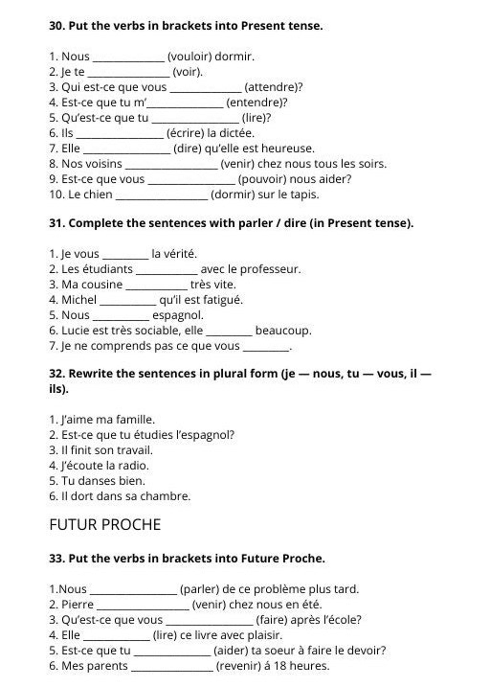 Grammar & Vocabulary Exercices - Printable Download - Learn French With ...