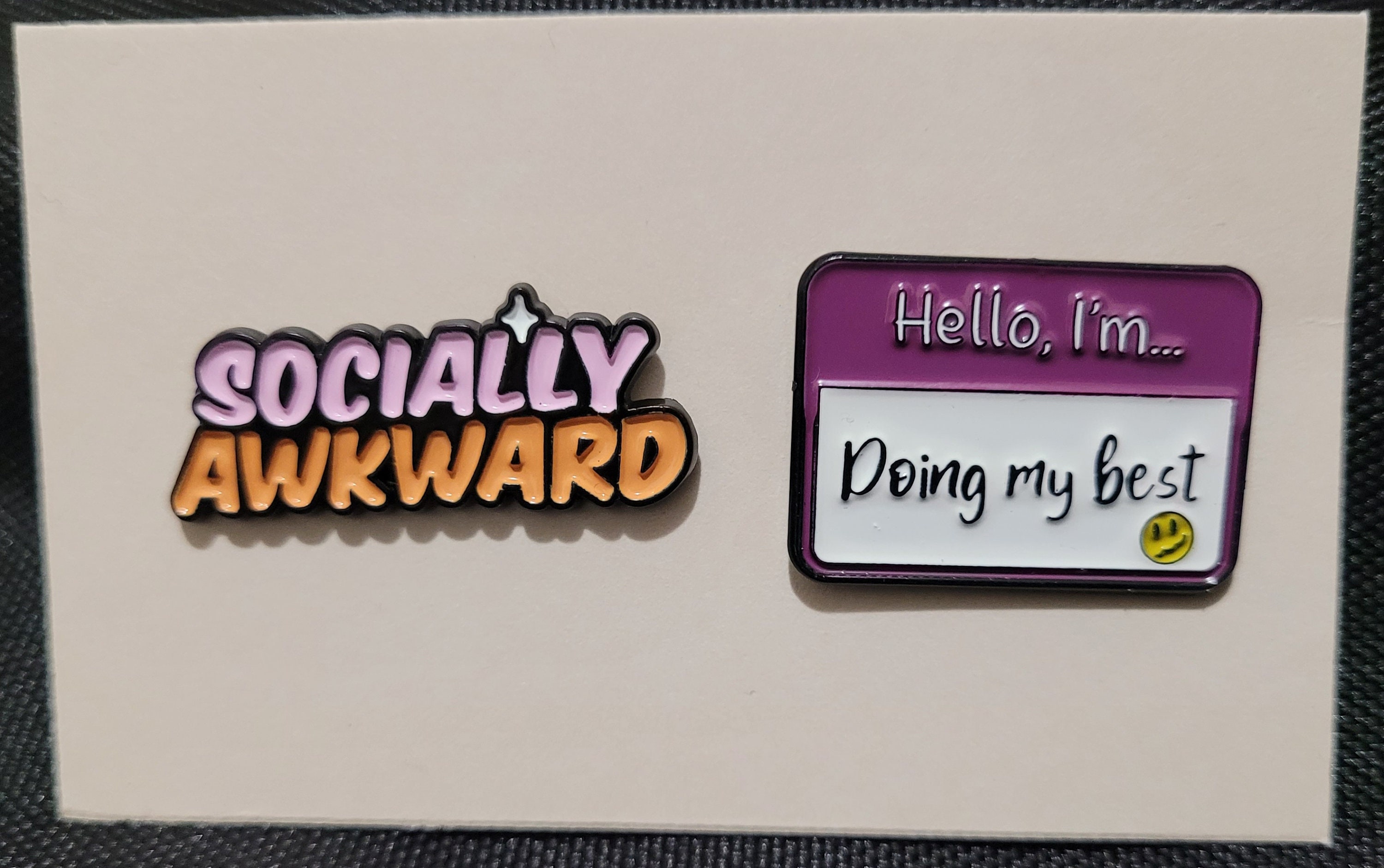 Funny Enamel Pin Sets - Social Anxiety, Awkward, Introvert, Name Tags ...