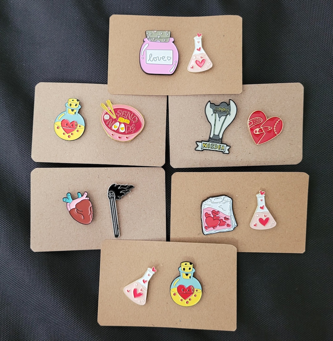 Love and Heart Themed Enamel Pin Set - Etsy