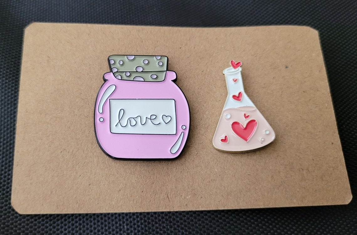 Love and Heart Themed Enamel Pin Set - Etsy