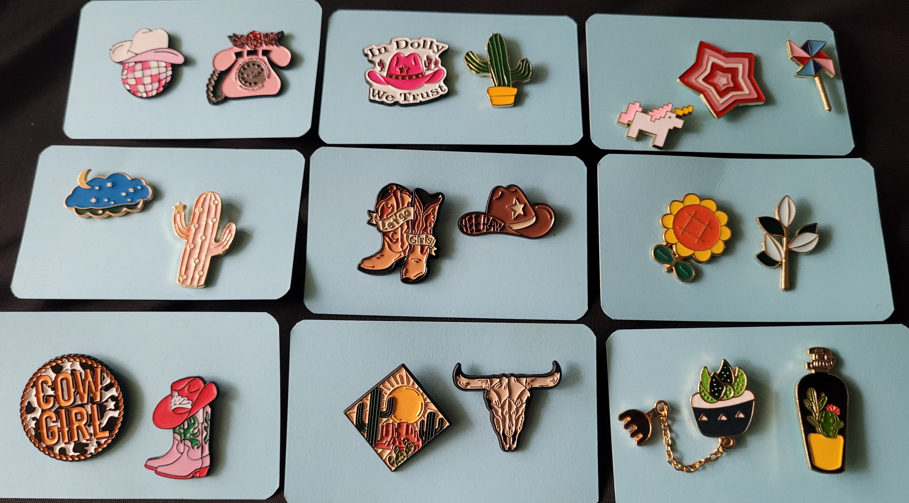 Cowgirl, Cowboy, Country Themed Pin Sets, Cactus, Boots, Hat - Etsy