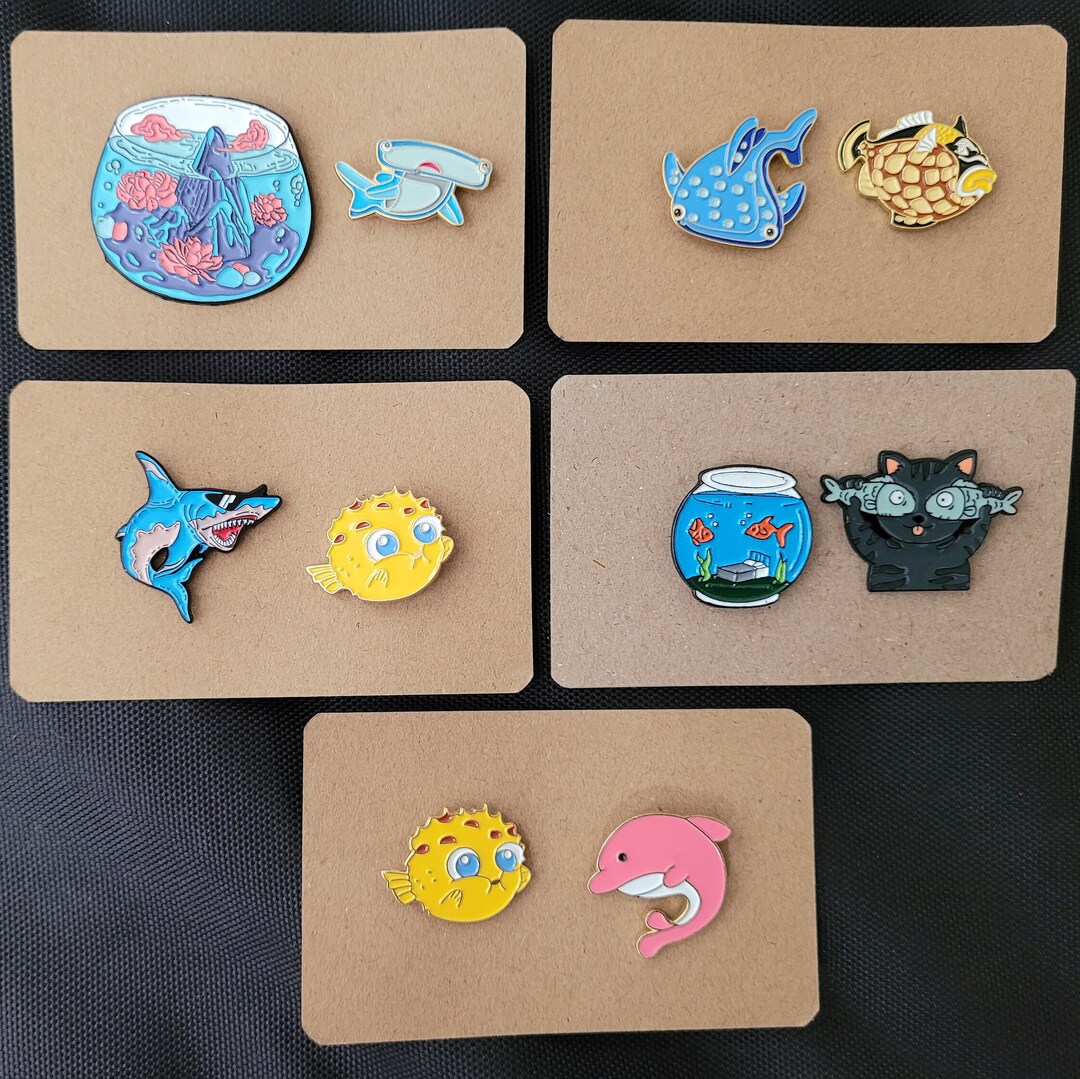 Fish Themed Enamel Pin Sets, Shark and Ocean Pins. - Etsy