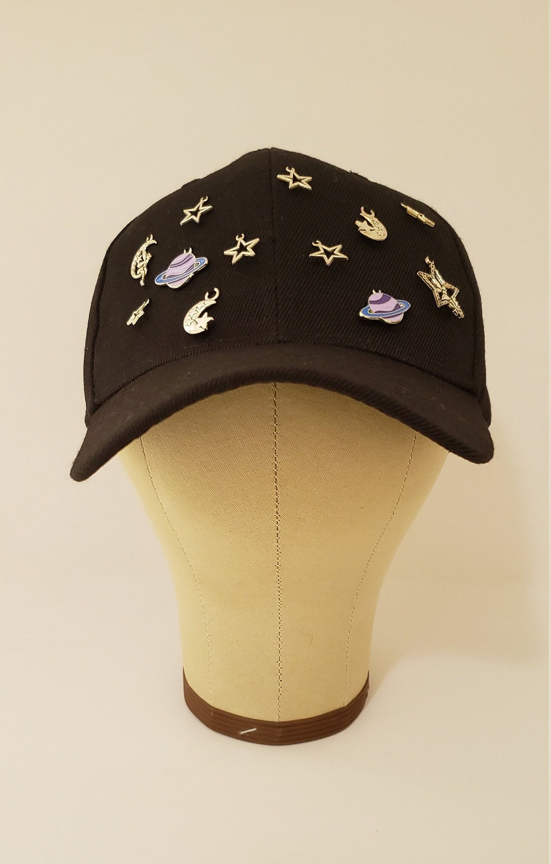 Black Space Themed Baseball Hat, Hand Embroidery, Charms - Etsy
