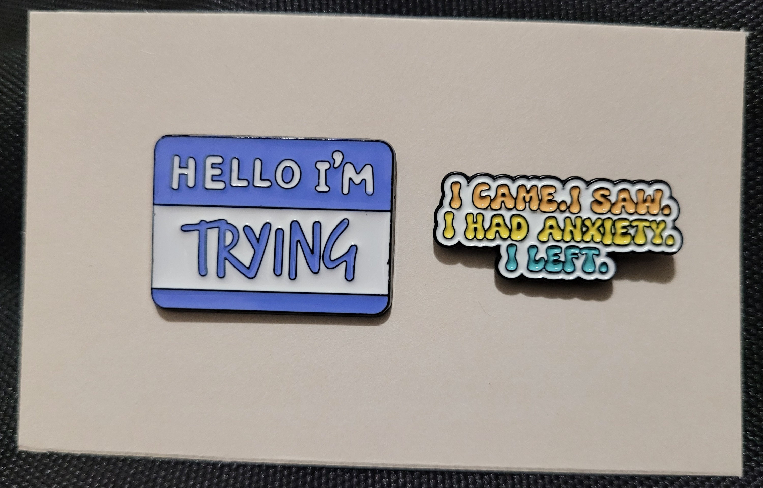 Funny Enamel Pin Sets - Social Anxiety, Awkward, Introvert, Name Tags ...