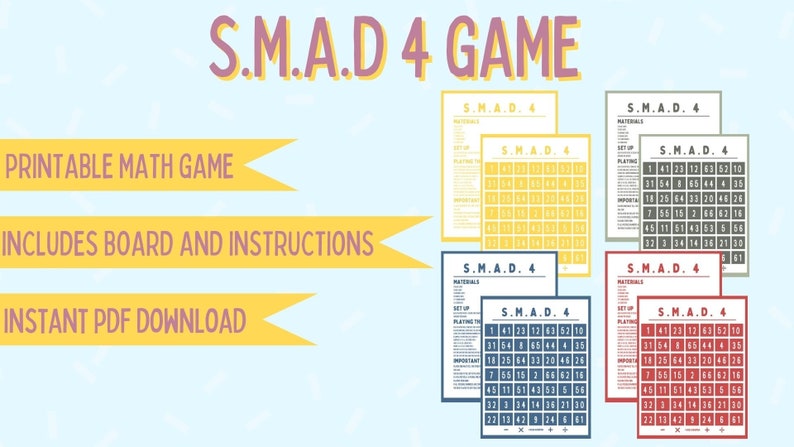 Printable Math Game for Elementary Students - Etsy