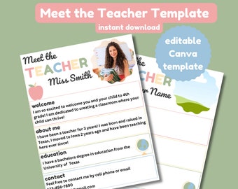 Editable Meet the Teacher Template Pastel Classroom Decor Meet the ...