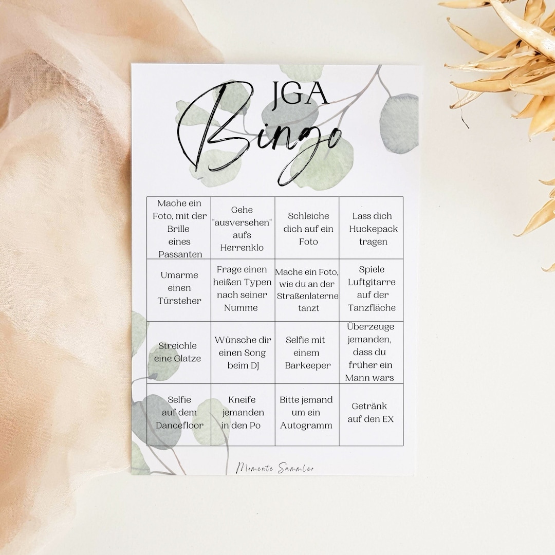 JGA Spiele | Braut Bingo Eukalyptus| Junggesellenabschied Frau Spiel ...