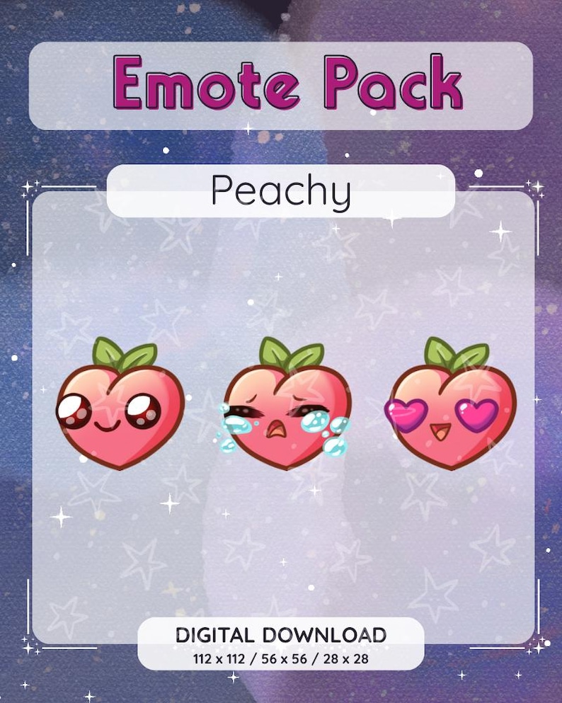 Cute Peach Twitch Emote Pack | Kawaii Stream Emoji (digital Download ...