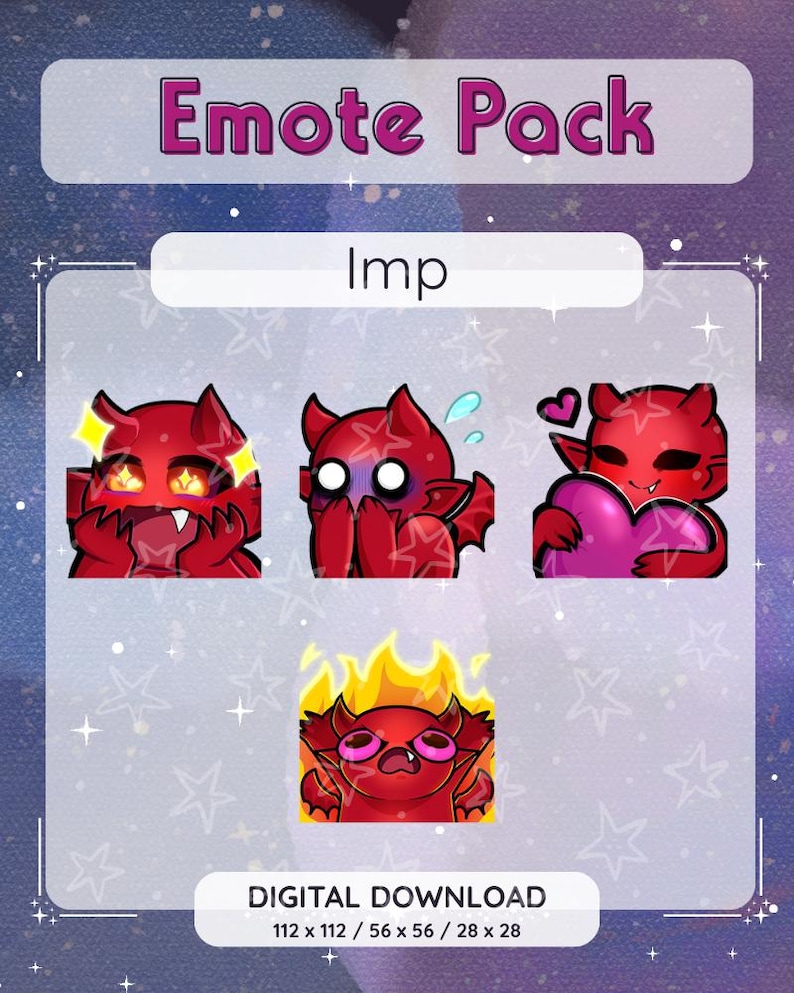 Imp Emote Pack | Cute Devil Twitch Emotes for Streamers | Discord ...
