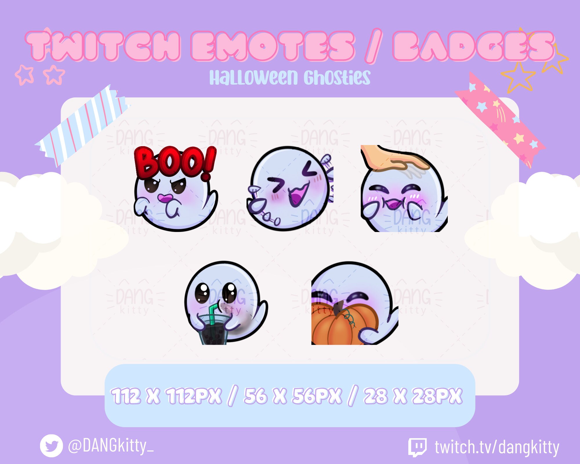 Ghost Twitch Emote Pack | Cute Ghost Twitch Emote for Youtube and ...