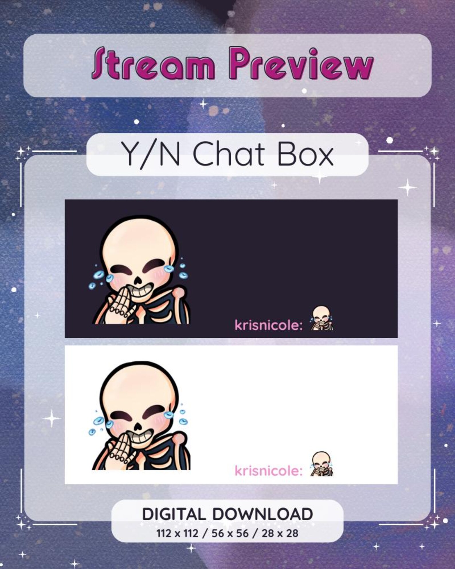 Cute Skeleton Twitch Emote Pack | Hand-drawn Kawaii Emotes (digital ...