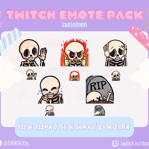 Skeleton Twitch Emote Pack Cute Skeleton Twitch Emote for Youtube and ...