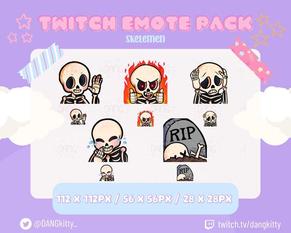 Skeleton Twitch Emote Pack Cute Skeleton Twitch Emote for - Etsy