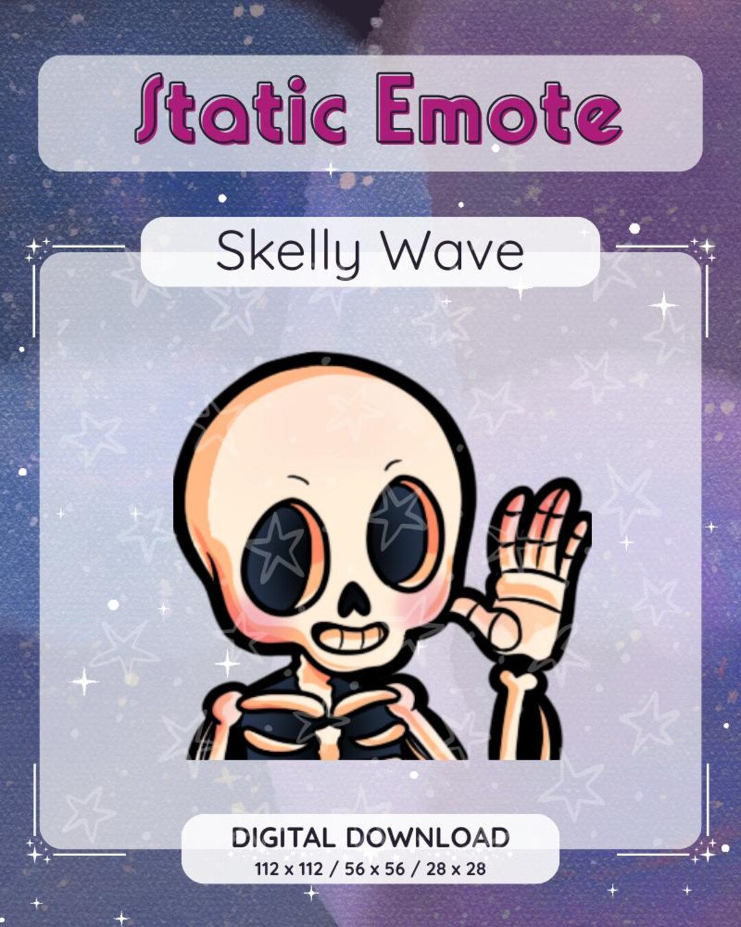 Kawaii Waving Skeleton Twitch Emote: Halloween Streamer Emote (digital ...