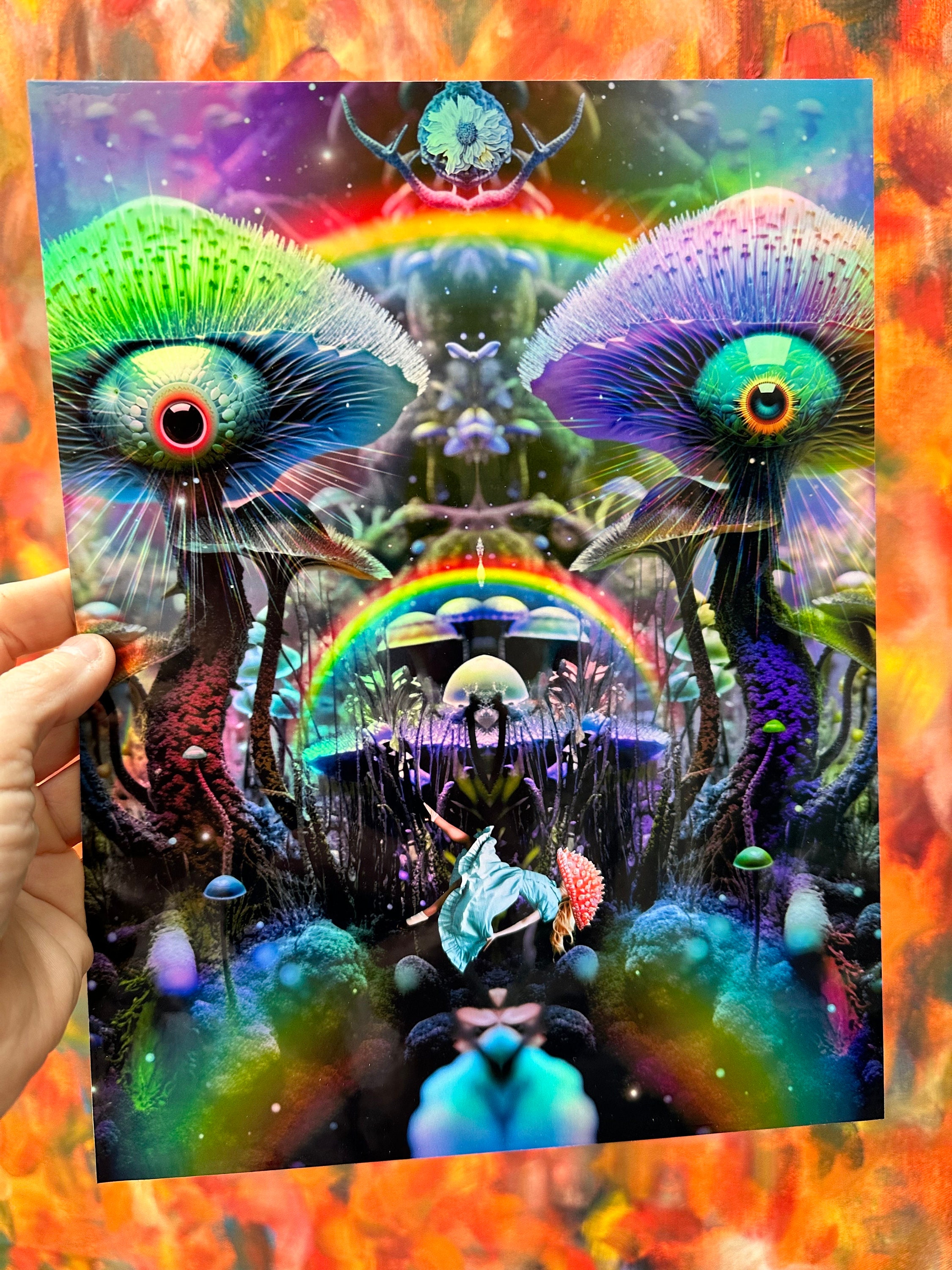 The Subtle Art of Falling Gracefully, Art Print, Trippy Psychedelic Art, Holographic Rainbow ...
