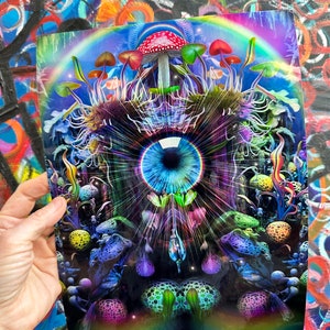 Liquid Luck, in Rainbow, Art Print, Trippy Psychedelic Art, Holographic ...