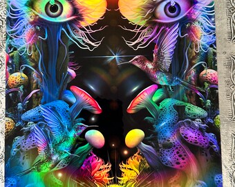 Eyes Wide Open, Art Print, Trippy Psychedelic Art, Holographic Rainbow ...